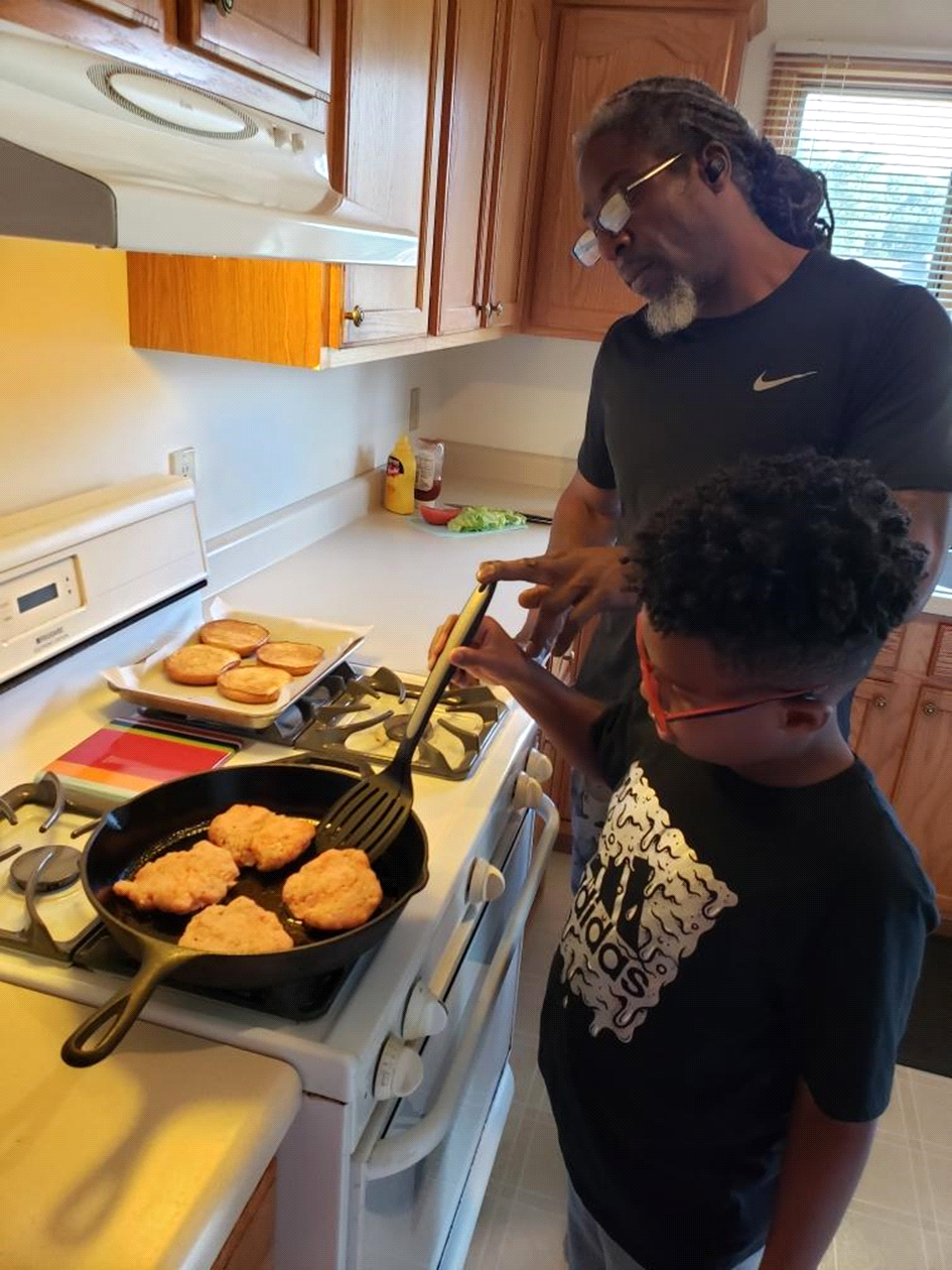 Father and Son Bonding with Burgers
