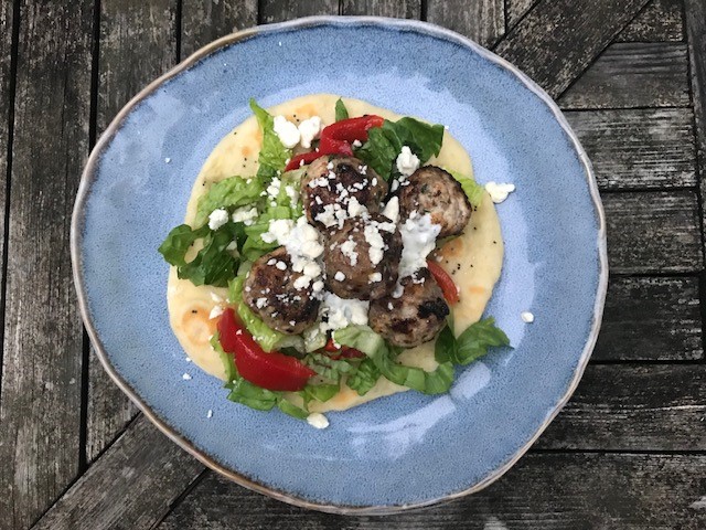 Greek Meatballs on Homemade Naan