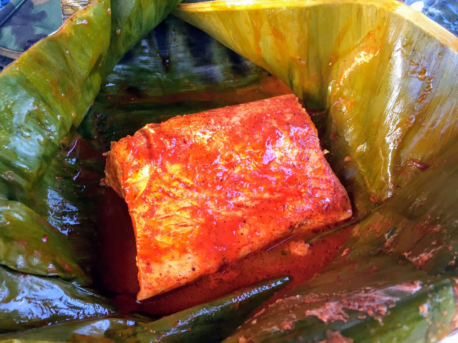 Achiote Grilled Fish in Banana Leaves